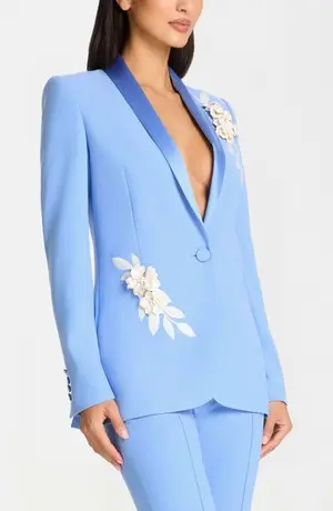 NADINE MERABI Allegra Floral Appliqué Blazer