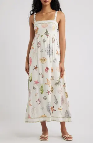 BLU PEPPER Printed Midi Sundress - Cream Multi