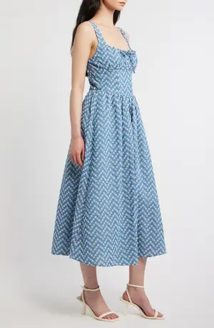 BLU PEPPER Embroidered Cotton Blend Midi Dress
