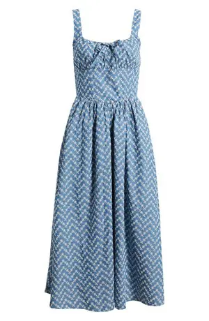 BLU PEPPER Embroidered Cotton Blend Midi Dress