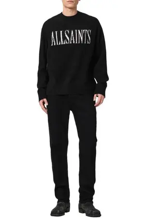 ALLSAINTS Stamp Logo Intarsia Crewneck Sweater - Black