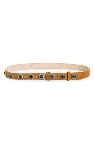 Rag & Bone Celia Studded Stone Leather Belt - Bronze