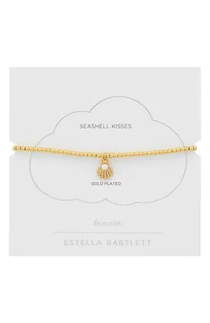 Estée Lauder Tone Beaded Bracelet With Seashell Pendant And Faux Pearl
