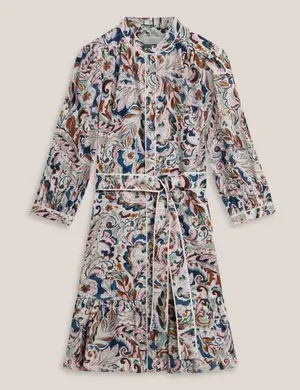 HOBBS LONDON 3/4 Sleeve Tie Waist Mini Dress