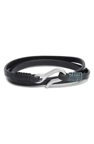Caputo & Co Leather Triple Wrap Bracelet - Black