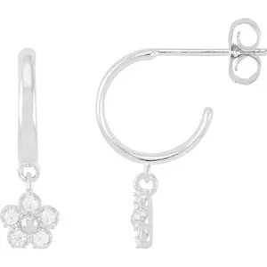 Estée Lauder Cubic Zirconia Flower Charm Hoop Earrings