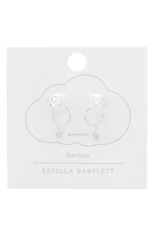 Estée Lauder Cubic Zirconia Flower Charm Hoop Earrings
