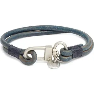 Caputo & Co Chunky Leather Bracelet With Dog Clip Closure - Blue