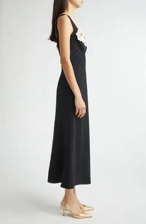 Lela Rose Peony Crochet Appliqué Milano Stitch Sweater Dress