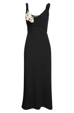 Lela Rose Peony Crochet Appliqué Milano Stitch Sweater Dress