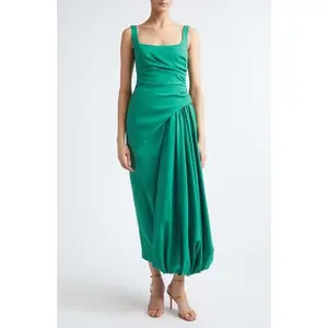 Lela Rose Asymmetric Faille Bubble Dress - Fern