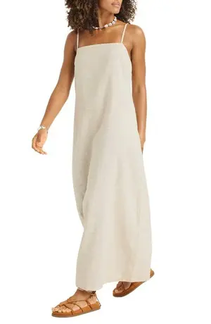 Vitamin A® Rhea Organic Cotton & Linen Blend Cover-up Maxi Sundress