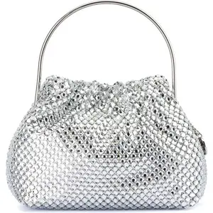 OLGA BERG Whitney Crystal Top Handle Clutch - Silver