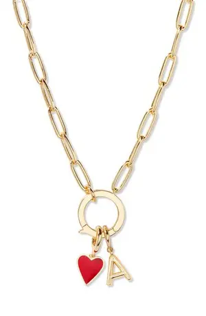 BROOK & YORK Cameron Initial Heart Charm Necklace Gold A