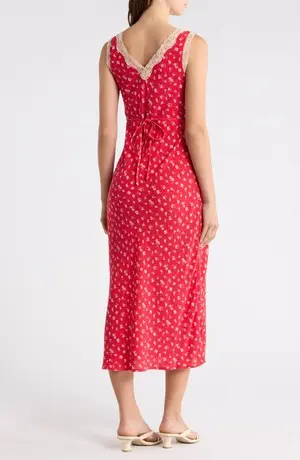 Lucky Brand Simone Lace Detail Ditsy Slipdress