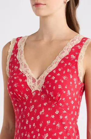 Lucky Brand Simone Lace Detail Ditsy Slipdress