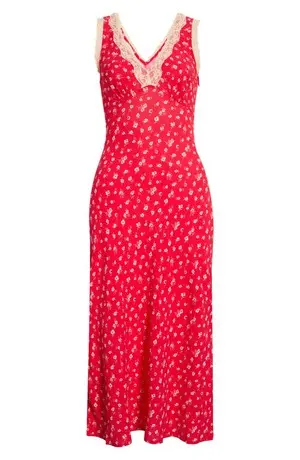 Lucky Brand Simone Lace Detail Ditsy Slipdress