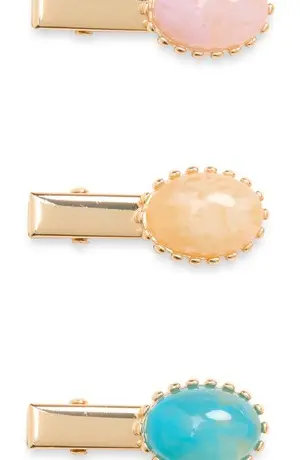 Tasha Assorted Cabochon Hair Clips 8 Pack - Orange Multi