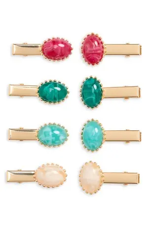 Tasha Tasha Assorted Cabochon Hair Clips - 8 Pack Turqmult