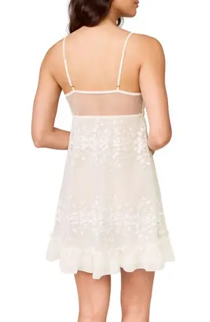 Rya Collection Embroidered Chiffon Chemise With Bow Detail