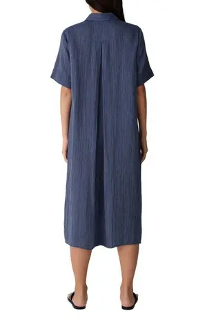Eileen Fisher Organic Cotton Stripe Midi Shirtdress