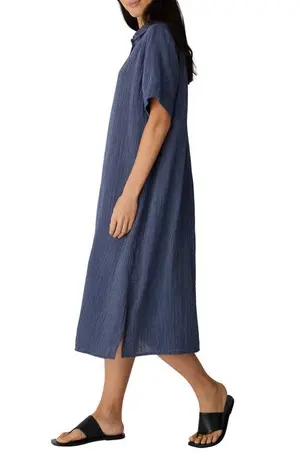 Eileen Fisher Organic Cotton Stripe Midi Shirtdress