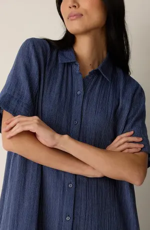 Eileen Fisher Organic Cotton Stripe Midi Shirtdress