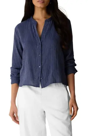 Eileen Fisher Organic Cotton Striped Shirt - Deep Dive