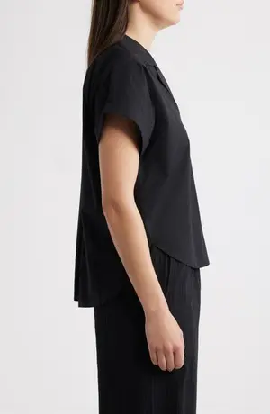 Eileen Fisher Notch Collar Shirt With Rolled Cuffs