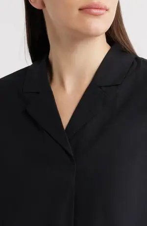 Eileen Fisher Notch Collar Shirt With Rolled Cuffs