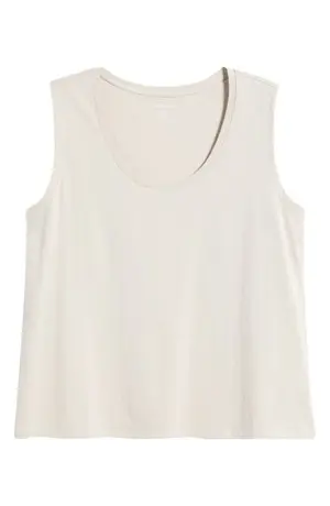 Eileen Fisher Scoop Neck Organic Cotton Tank - Chalk