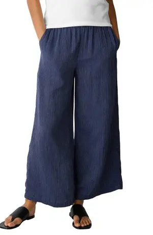Eileen Fisher Stripe Wide Leg Ankle Pants