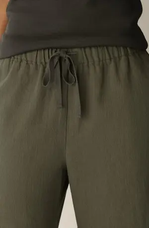 Eileen Fisher Organic Cotton & Organic Linen Straight Leg Pants - Olive
