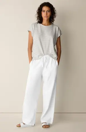Eileen Fisher Organic Cotton & Organic Linen Straight Leg Pants