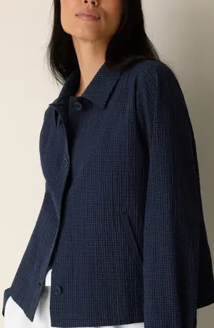 Eileen Fisher Check Stretch Cotton Jacket