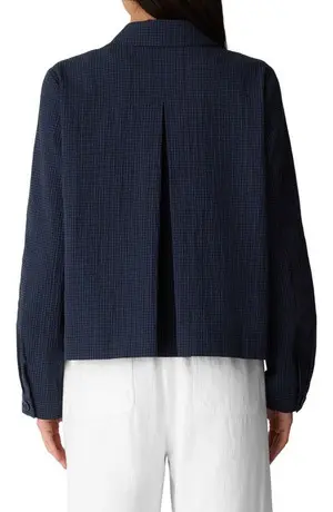Eileen Fisher Check Stretch Cotton Jacket