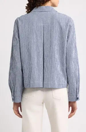 Eileen Fisher Check Stretch Cotton Jacket
