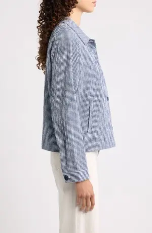 Eileen Fisher Check Stretch Cotton Jacket