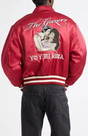 SECOND / LAYER Aces Satin Club Jacket - Red