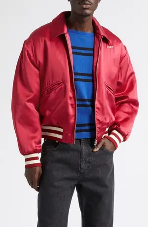 SECOND / LAYER Aces Satin Club Jacket - Red