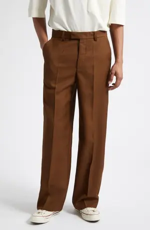 SECOND / LAYER Relaxed Primo Virgin Wool Trousers - Brown