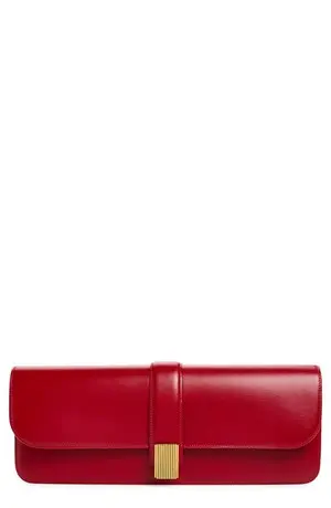 Khaite Blake Leather East/west Clutch - Ruby