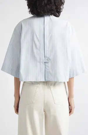 Helmut Lang Striped Cotton Blend Cropped Button-up Shirt