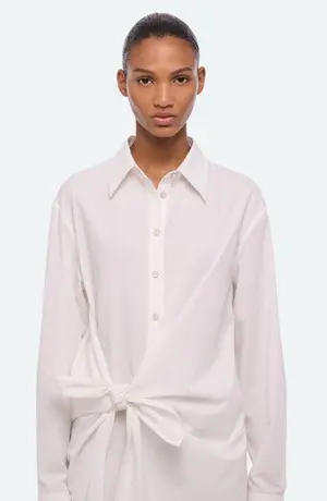 Helmut Lang Knotted Detail Cotton Shirtdress
