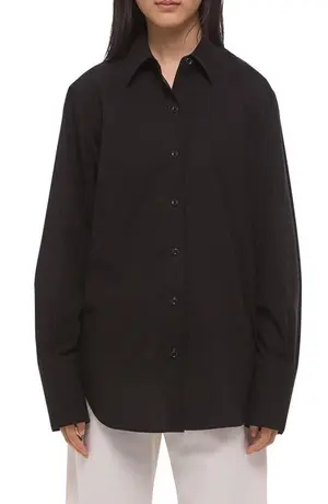 Helmut Lang Open Tie Back Cotton Shirt - Black