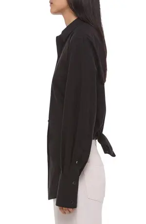 Helmut Lang Open Tie Back Cotton Shirt - Black