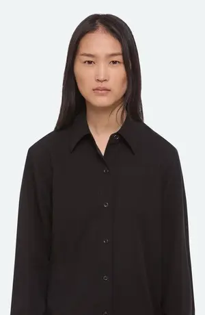 Helmut Lang Open Tie Back Cotton Shirt - Black