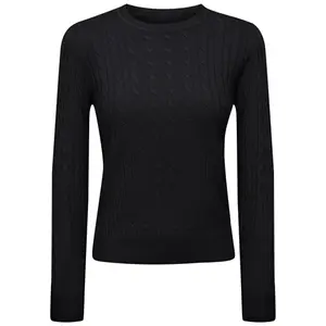 INDEX Cable Knit Ribbed Neckline Sweater - Black