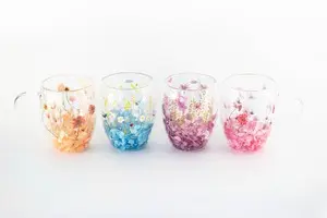 JEANNE FITZ Double Wall Flower Mugs, Assorted Colors - Multi