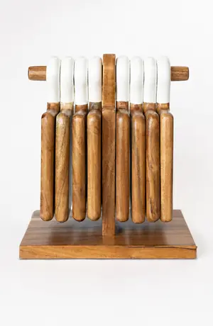 JEANNE FITZ Wood + White Collection Acacia Wood Mini Charcuterie Board